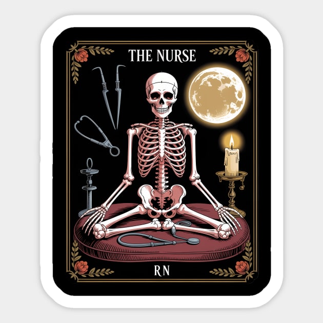 The Nurse Skeleton Tarot Card Funny Nursing Nurse - Tarot Card - Sticker | TeePublic